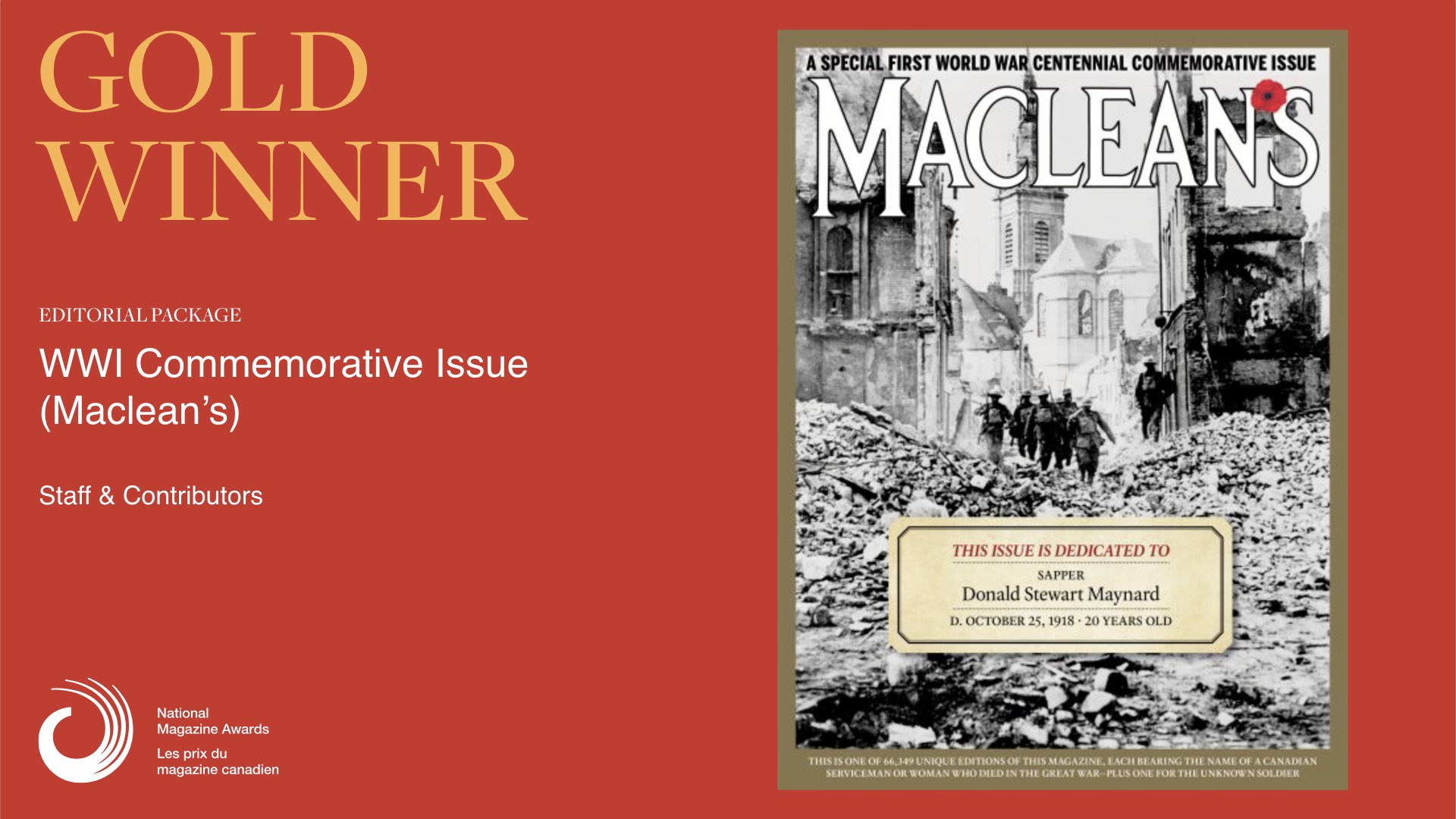Award-Winning Magazine: Maclean’s – National Magazine Awards